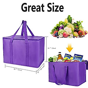 Insulated Reusable Grocery Bag,Insulated Food Delivery Bag, Durable, Heavy Duty, Large Size, Stands Upright, Collapsible, Sturdy Zipper, Reusable and Sustainable Tote Bag, Lightweight Medium Suitable for DIY, Advertising, Promotion, Gift, Activity