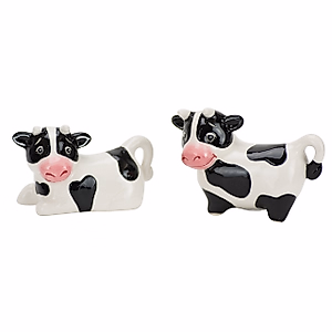 Boston Warehouse Udderly Cow Salt & Pepper Shaker Set, Hand Painted Ceramic
