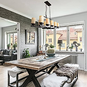 ALICE HOUSE 39.5" Dining Room Chandeliers with Marble Shade, Brown Finish,10 Light Farmhouse Kitchen Island Lights AL9051-P10