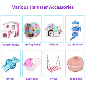 DuvinDD Hamster Cages with Crossover Tubes Tunnels, Large Hamster Cage Habitats Gerbil House, Transparent Acrylic Small Animal Cage for Pet Rat, Syrian Hamster, Mouse with Accessories