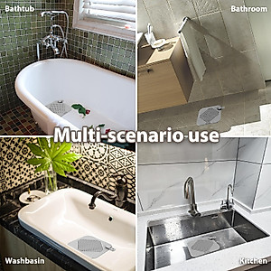 Shower Drain Hair Catcher, 5.9 inch Silicone Square Drain Cover Protector Hair Stopper Trap Flat Strainer, Home Protectors Sink Cover for Bathroom, Kitchen, Laundry, RV - 2 Pack, Gray