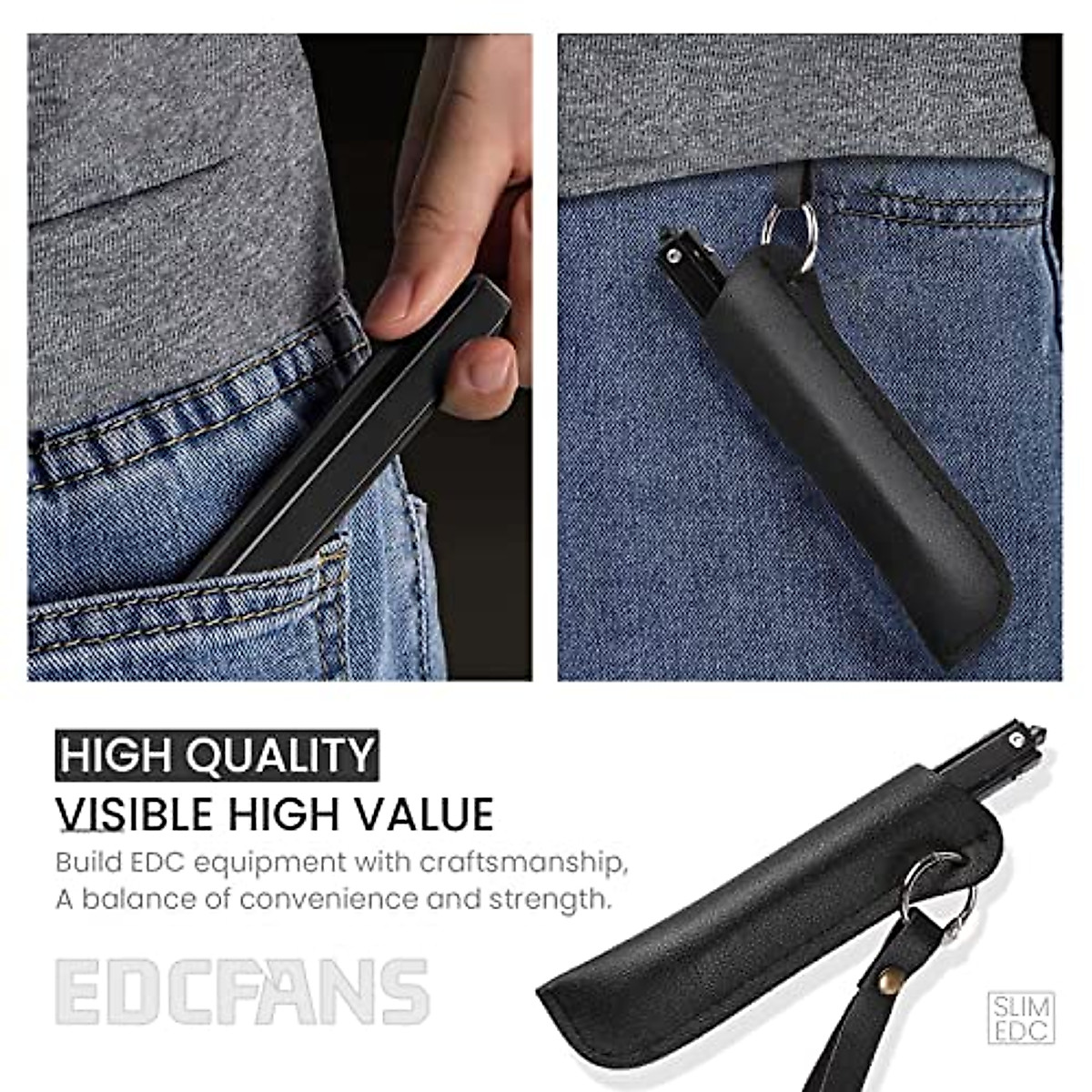 edcfans Pocket Knife for Men, EDC Knives with Glass Breaker, Folding Knife, Slim Gentleman's Knife Suitable for Everyday Carry