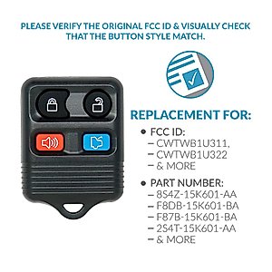 Keyless2Go Replacement for Entry Remote Car Key Fob Vehicles That Use Self-Programming