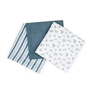 lulujo Baby Swaddle Blanket| Unisex Softest 100% Cotton Receiving Blanket| Set of 3| Blueberries