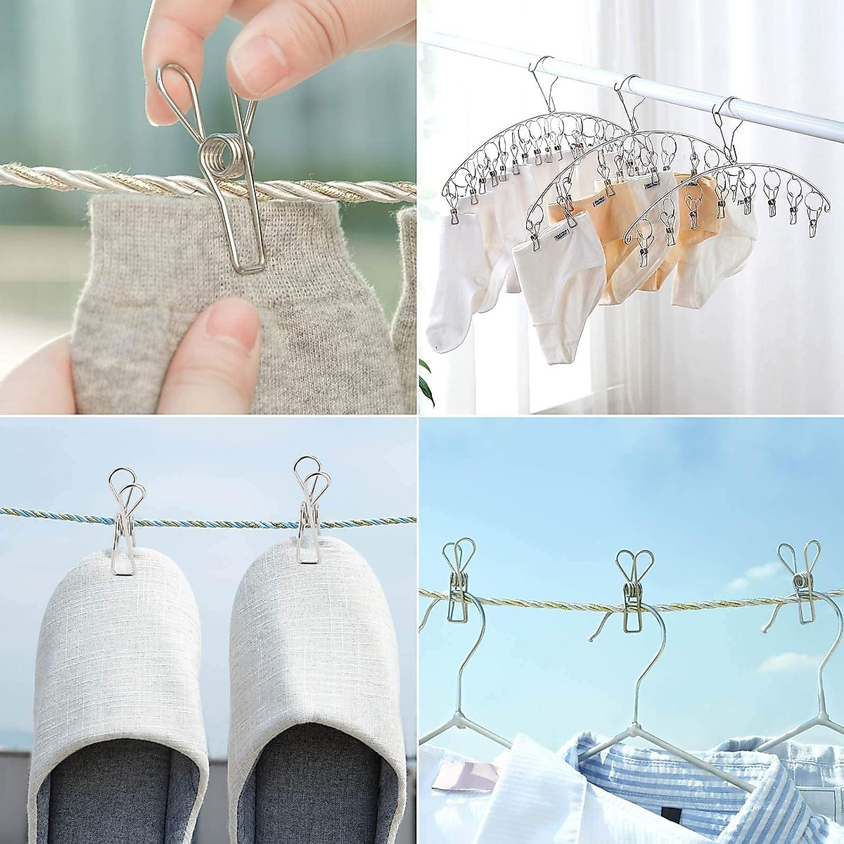 JL&RC 100pcs Clothes Pins Wooden Clothespins 3inch Heavy Duty Wood Clips for Hanging Clothes Pictures Outdoor (Metal)