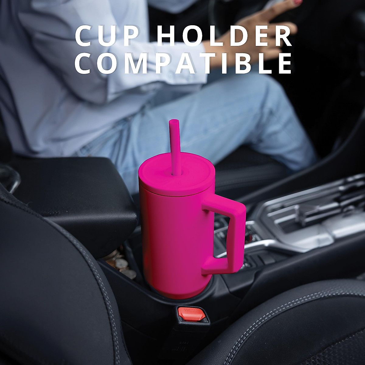 Best Valentine 40oz Tumbler for Her - Insulated Travel Tumbler with Handle, Lid and Straw - Gift for Mom & Mother In Law on Valentine's Day, Birthday & Mother’s Day - Hot Pink