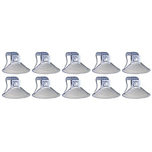 Clear Plastic Suction Cup Hooks - 4 cm (1-5/8 in) Wide, Set of 10, Pop Up Handles and Grips for Glass, Windows, Windshield, Metal, Tile, Kitchen, Bathroom Mirror, Shower Wall, Terrarium, Car Window