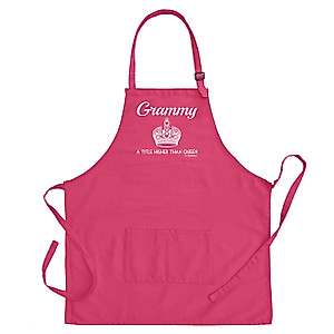 Grammy a Title Higher Than Queen Funny Apron for Kitchen BBQ Barbecue Cooking Baking Crafting Gardening Two Pocket Apron for Grandma or Mom Heliconia