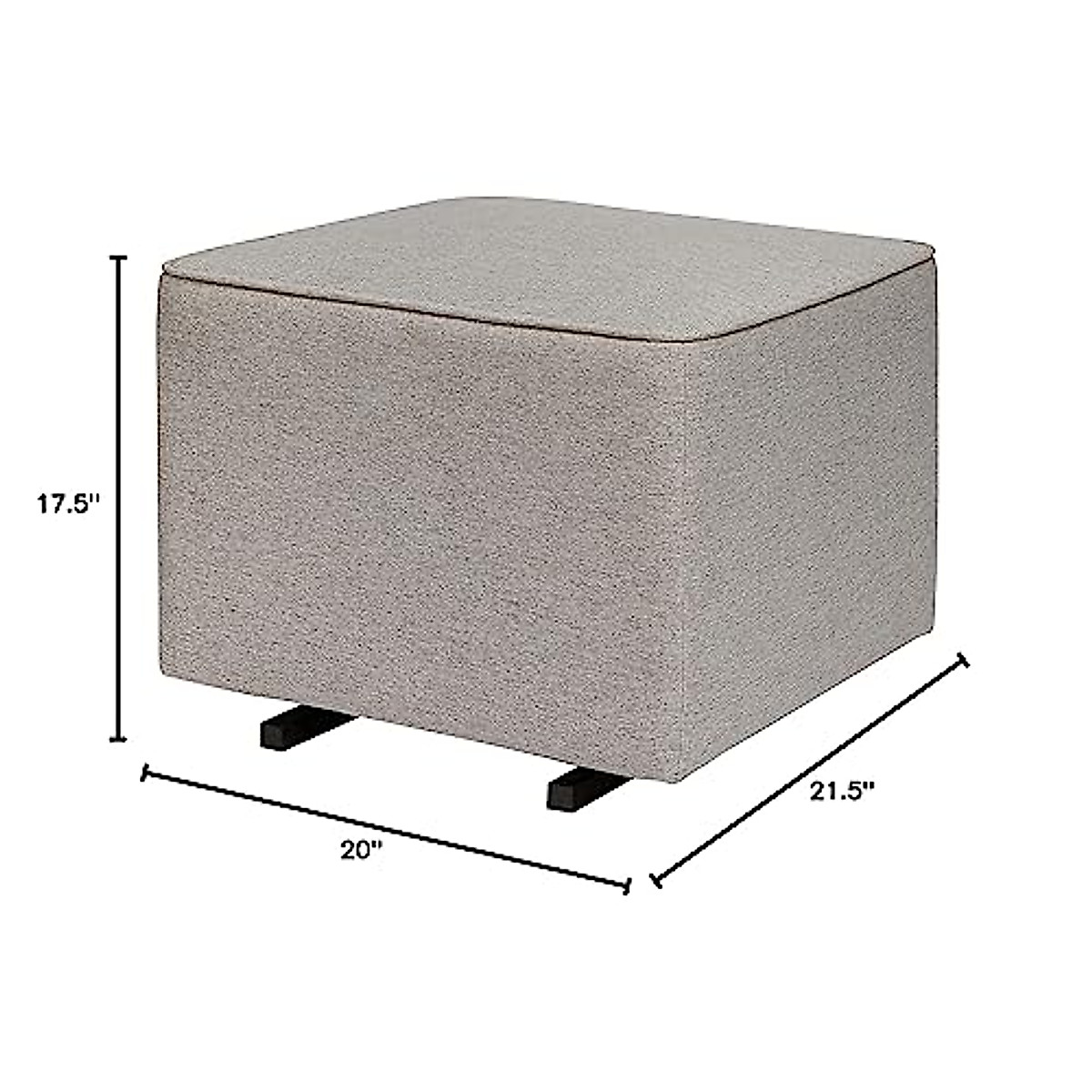 Babyletto Kiwi Gliding Ottoman in Performance Grey Eco-Weave, Water Repellent & Stain Resistant, Greenguard Gold and CertiPUR-US Certified