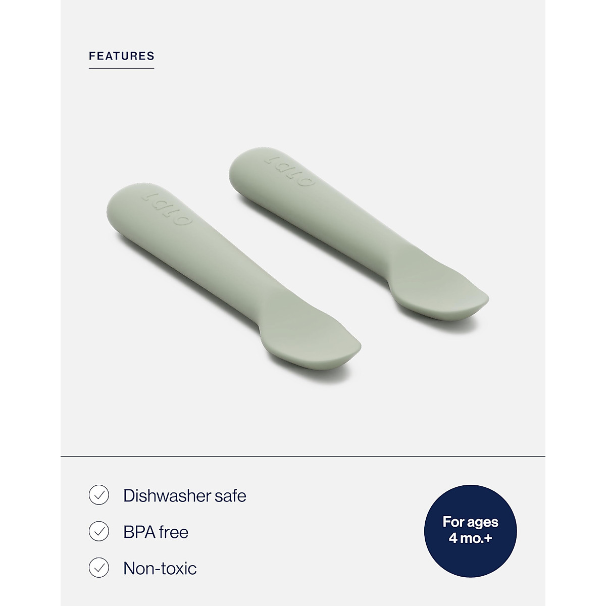 Lalo Little Spoon Set - 2 Piece Baby Spoons Set for Infants & Babies - Made From Food Grade Silicone Dishwasher Safe - Baby Feeding Essentials for Early Stage Mealtime - Sage