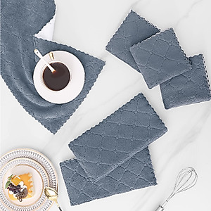 Mordimy 12 Pack Kitchen Cloths Dish Towels (10" x 10", Dark Grey & White), Super Soft and Absorbent Dish Cloths, Coral Velvet Microfiber Cleaning Cloth, Nonstick Oil Fast Dry Dishcloths