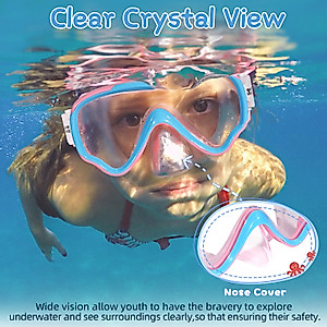 Water Space Kids Swimming Goggles Swim Googles for Kids Toddler Girls Boys Youth 6-14 3-6 4-7, Swimming Goggles with Nose Cover Anti Fog 180°Clear Snorkel Mask No Leaking Pool Underwater Swim Goggles