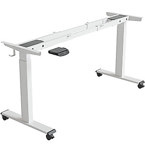 FEZIBO Dual Motor Height Adjustable Standing Desk Legs, Electric Desk Frame for 43 Inches to 59 Inches Desk Tops, Home Office Sit Stand Desk Base, White (Frame Only)