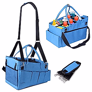 SiviLuming Extra-Large Wearable Cleaning Caddy Organizer with Handle,Cleaning Supplies Organizer with Adjustable Shoulder,Cleaning Caddy with Detachable Divider and Waist Straps,for Housekeepers