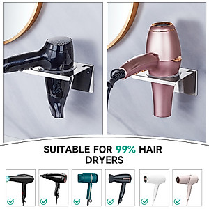 Hair Dryer Holder Wall Mounted, Hair Tool Organizer for Blow Dryer Holder Stainless Steel, Bathroom Hairdryer Holder, Adhesive Hair Dryer Organizer Storage, Hair Dryer Hanger for Vanity Barber Shops