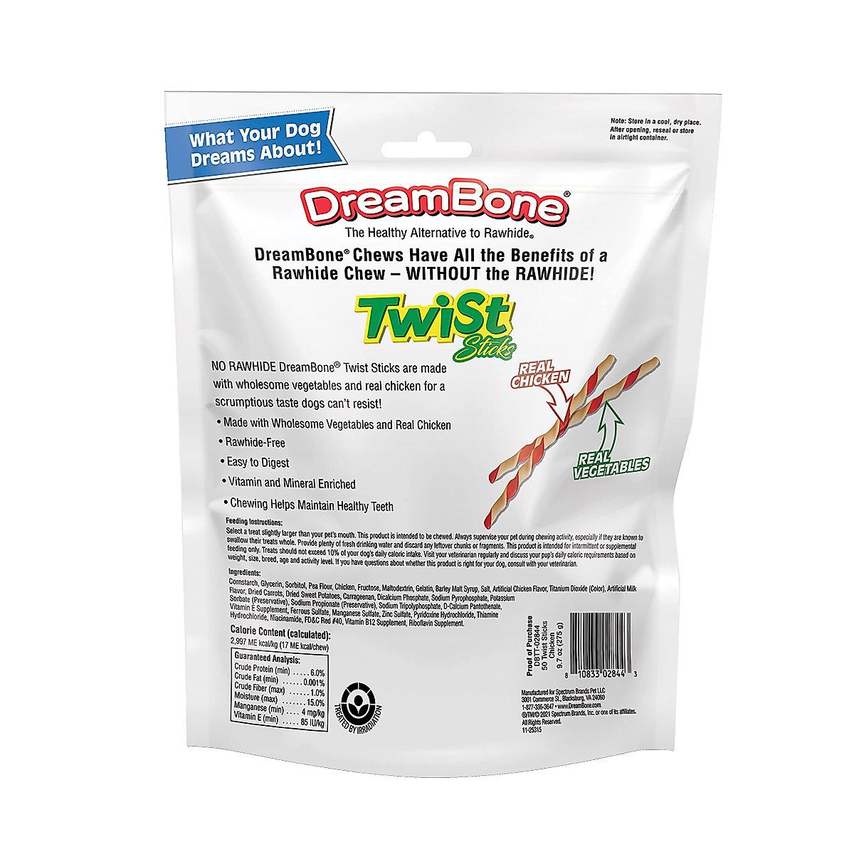 Dingo Twist Sticks Rawhide Chews, Made with Real Chicken, 50 Count and DreamBone Twist Sticks, Made with Real Chicken, Rawhide-Free Chews for Dogs, 50 Count