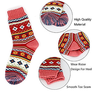 YZKKE 5Pack Womens Warm Wool Soft Cozy Crew Socks for Fall Winter Christmas Gifts Size 5-9