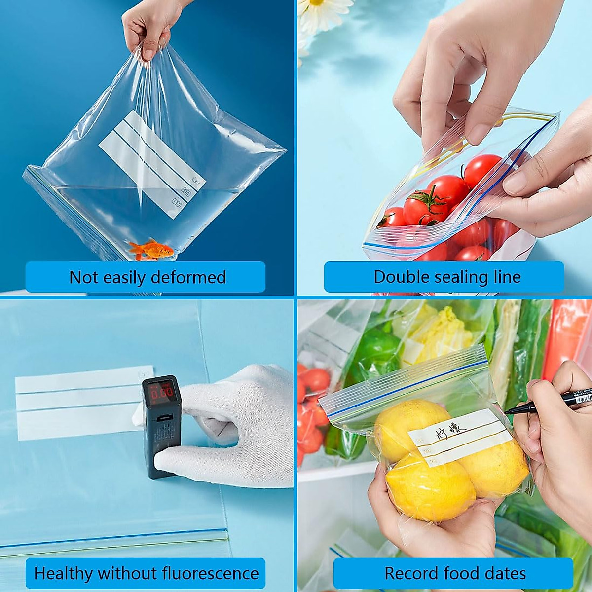 65-Piece Reusable Food Storage Bags Set | BPA-Free Bags for Freezer, Snacks, Fruits, Vegetables, Meats | Eco-Friendly Bags in Various Sizes