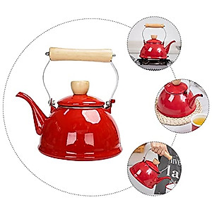 MAXBUS 1pc Kettle Red Kettle Ceramic Tea Pot Red Coffee Maker Boiling Teapot Pottery Ceramic Coffee Pot Decorative Teapot Kitchen Teapot Cold Water Teakettle Make Tea Red Stainless Steel