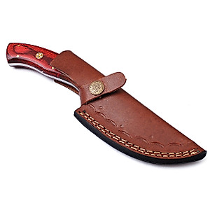 MOHID ENT Damascus Knives Damascus Steel Knife - Fixed Blade Knives - Real Damascus Hunting Knife - Best Gut Hook Skinning Knife With Leather Sheath Belt Loop