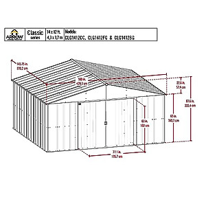 Arrow Classic Metal Shed, 14 x 12, Charcoal
