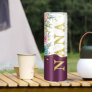 MoYueno Grandma Mug, Slim Grandmother Tumbler, Nana Skinny Tumbler with Lid & Straw & Brush, Grandma Cup, Gift for Grandmother, Present for Mimi for Birthday, Nana Cup, Gifts for Mothers Day, 20 Oz