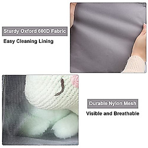 Exsun Hanging Closet Organizer,Hanging Closet Basket with Sturdy Hooks and Extra Side Pocket, Foldable Hanging Storage Use for Wardrobe, Bedroom, Bathroom, Camping & RV, Gray, 33.2"X10"X14", 2-Packs