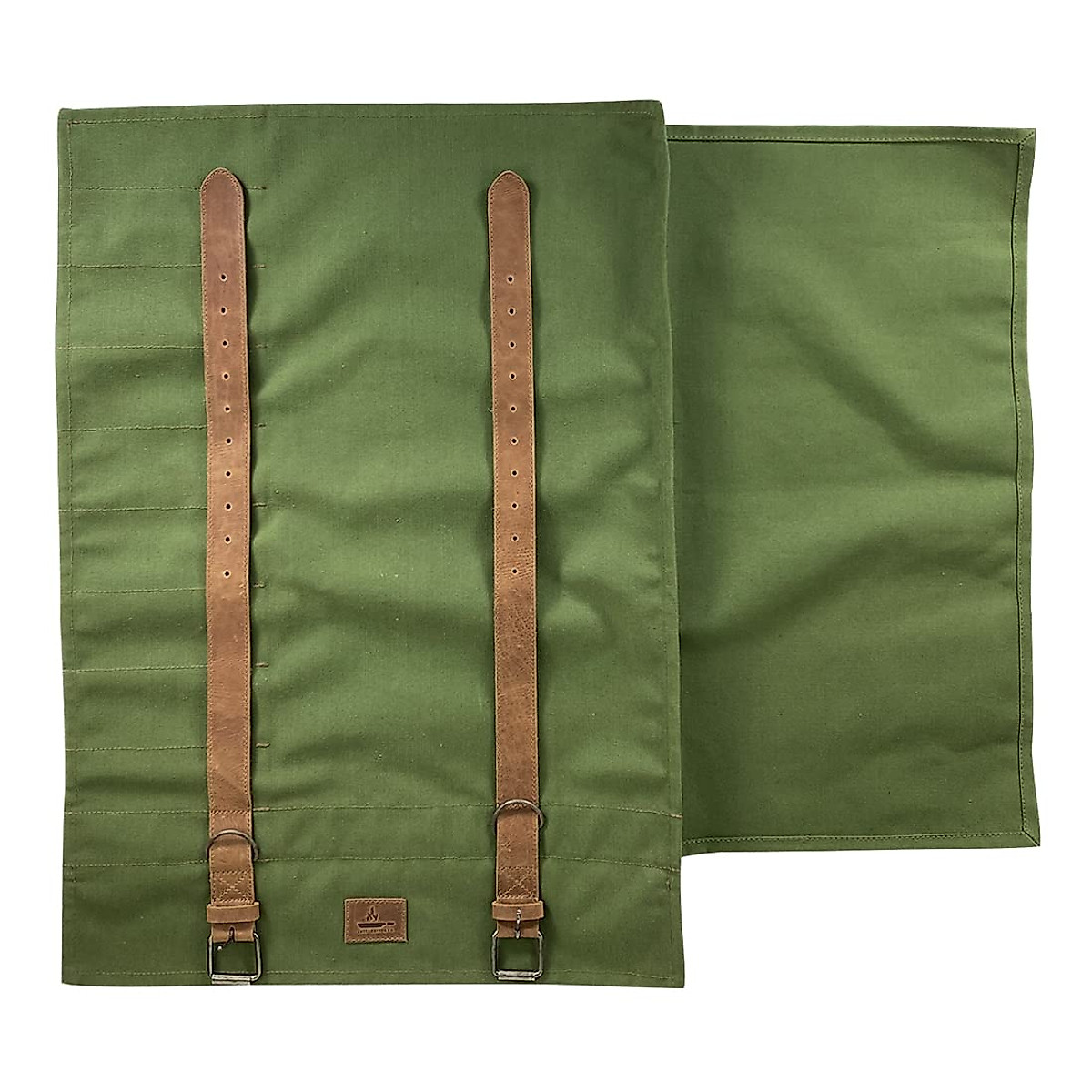 Cast Leather Co., Knife Roll Bag with Detachable Shoulder Strap, Portable Storage for Specialty Knives with 10 Pockets, Protect Sharp Cooking Items, Water Resistant Canvas, Olive