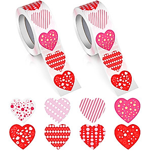 1000 Pieces Valentine's Day Heart Stickers Colorful Roll Love Decorative Stickers Adhesive Heart Shaped Stickers Valentine Sticker Labels for Wedding Valentines Anniversary Party Decorations