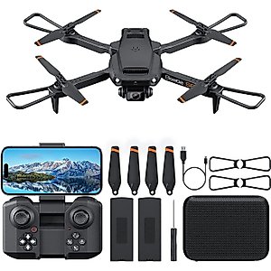 Drone with Camera for Adults 4K - ROVPRO Dual Camera S60 RC Quadcopter with APP Control - Obstacle Avoidance, Waypoint Fly, Altitude Hold, Roll Mode, Headless Mode, 2 Batteries (Black)
