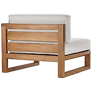 Modway EEI-4256-NAT-WHI-SET Upland Patio Teak Wood 2-Piece Sectional Sofa Loveseat, Natural White