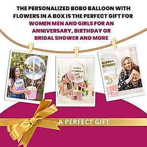 Surprise Gift Box for Women with Bobo Balloon & Letters for Happy Birthday, Mother’s Day, Valentine's Day, Anniversary. Premium Present with Mock Flowers for Mom, Wife, Girlfriend, Sister, Pink