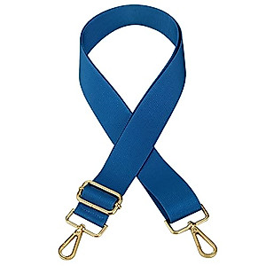 ZANQANO Purse Straps Replacement Crossbody Bag Solid Thick Grosgrain Ribbon (Blue,Gold Hardware)
