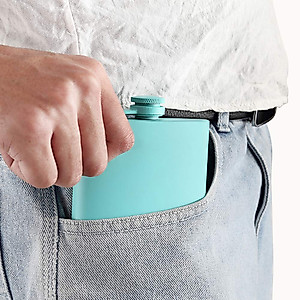 FYL Hip Flask for Liquor Matte Purple 8 Oz 18/8 Stainless Steel Leakproof with Funnel, Never-Lose Cap Flask