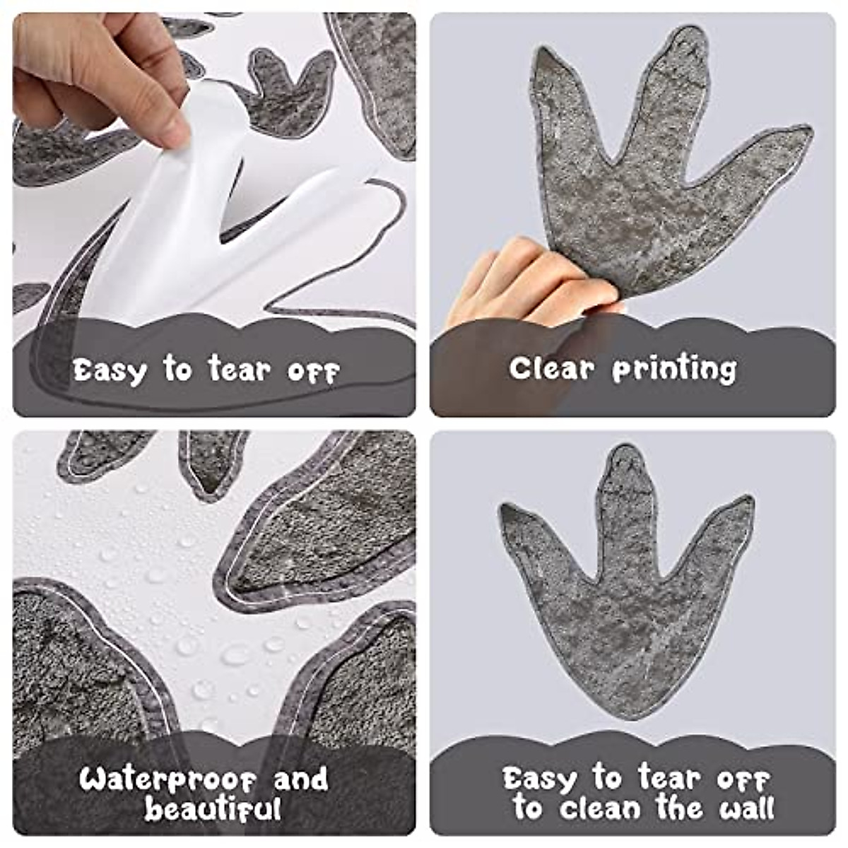 Gersoniel 66 Pcs Dinosaur Decor Footprints Floor Decals Peel and Stick Track Stickers Removable Tracks Wall Vinyl Decal for Baby Nursery Bedroom Home, 3 Sizes