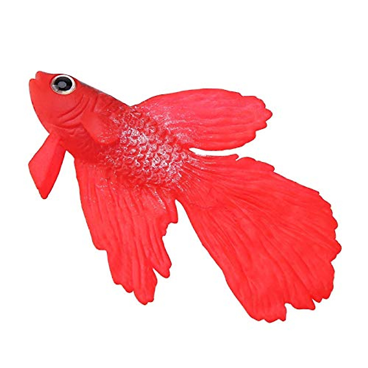 ViaGasaFamido Aquarium Fake Fish, Simulation Silicone Artificial Small Fish with Suction Cup for Fish Tank Ornament(Red Betta Fish)