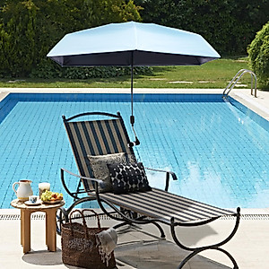 Lounge Chair Umbrella Shade - UPF 50+ 360 ° Adjustable - Universal Portable Chair Umbrella with Clamp for Patio Chair, Beach Chair, Stroller,Sport Chair, Wheel Chair and Wagon (Bule)