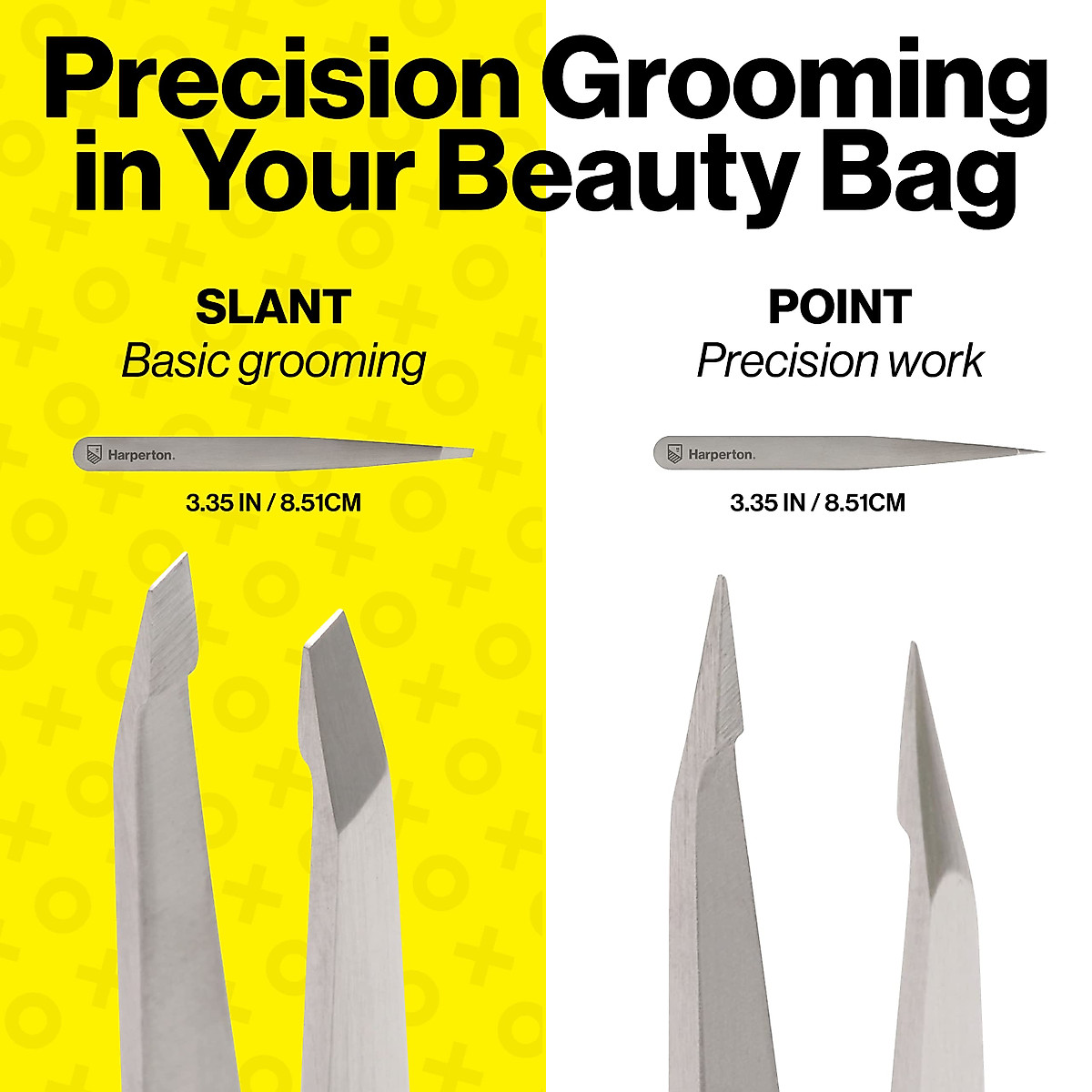 Harperton Pluckit - Professional Tweezers Set - Slant + Pointed Precision Tips