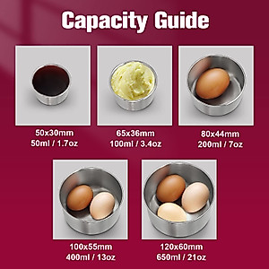 LIHONG Stainless Steel Containers with Lids,Snack Containers,Sauce Containers,Lunch Box for Kids Adults,Set of 9(1.7oz,3.4oz, 7oz,13oz, 21oz)