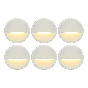 GKOLED Landscape Deck Light, Low Voltage 12V AC/DC Outdoor Patio Lighting, LED 2W Step Light, Die-Casting Aluminium with White Powder Appearance, 6 Pack