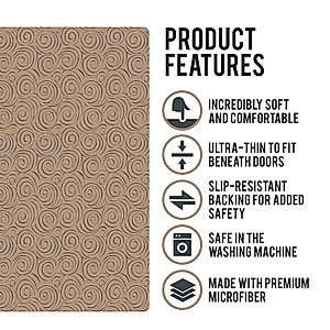 Shape28 Small Area Mat Ultra-Thin Kitchen Rug Entrance Mat with Non Slip Rubber Backing Size 20 inches x 16 inches Color Cappuccino Design 4T