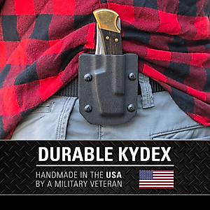 Clip & Carry Kydex Sheath for the Buck 110 & Buck 112 Folding Pocket Knife - Made in USA - Belt Holster Case - Orange
