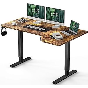 Marsail L Shaped Electric Standing Desk, 55x34 Inch Standing Desk Adjustable Height with Headphone Hook, Large Computer Desk Sit Stand Desk for Home Office Sturdy Writing Workstation
