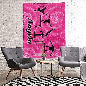XOZOTY Personalized Girl Gymnastic Set Throw Blankets with Name Custom Fleece Blanket Tapestry for Sofa Bed Wedding Gifts 50x60inch