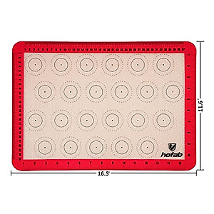 hofab 2PCS Silicone Baking Mat, Non-stick Reusable Baking Mat for Macarons/Pastries/Cookies-(1 Macaron Silicone Mat 1 Unpatterned Silicone Mat)11.6"x16.5"