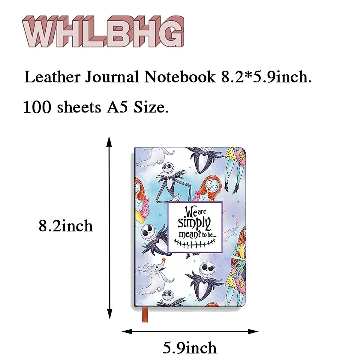 WHLBHG Jack and Sally Inspired Gift Halloween Gifts for Women Girlfriends We’re Simply Meant To Be Leather Notebook Jack and Sally Writing Planner Notebook (Simply Meant To Be)