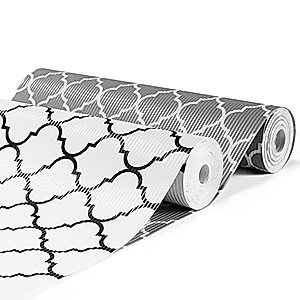 Glotoch 2 Rolls Shelf Liners for Kitchen Cabinets 12” x 20 ft. - Non Adhesive Cabinet and Drawer Liner, Double Sided Non-Slip Durable and Strong, Quatrefoil