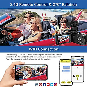 MISIOU Video Camera Camcorder, 4K 48MP 60FPS IR Night Version Vlogging Camera 18X Zoom WiFi Digital Camera YouTube Recorder Camera with Microphone, 2.4G Remote Control, Lens Hood