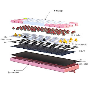 BOYI 60% Mechanical Gaming Keyboard,BOYI 61 Mini RGB Cherry Switch PBT Keycap 60% RGB Mechanical Gaming Keyboard(Pink Color, Cherry Blue Switch)