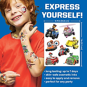 Savvi - 50 Paw Patrol Temporary Tattoos: All Characters, Skin-Safe Ink, Great for Birthday Parties, Gifts for Boys and Girls Ages 4-12+, Made in the USA [6 sheets, 50 count]